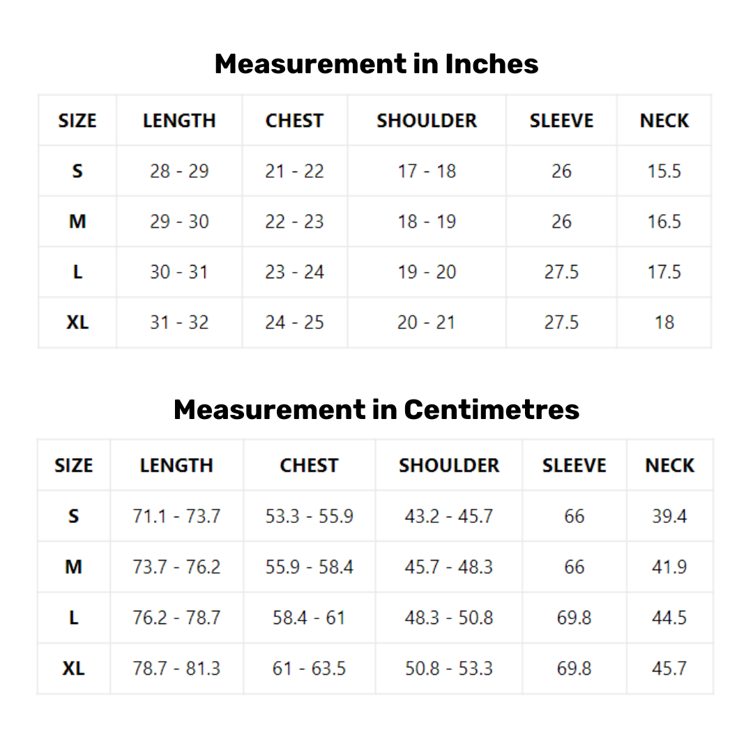 Size Chart – Rewound Clothing